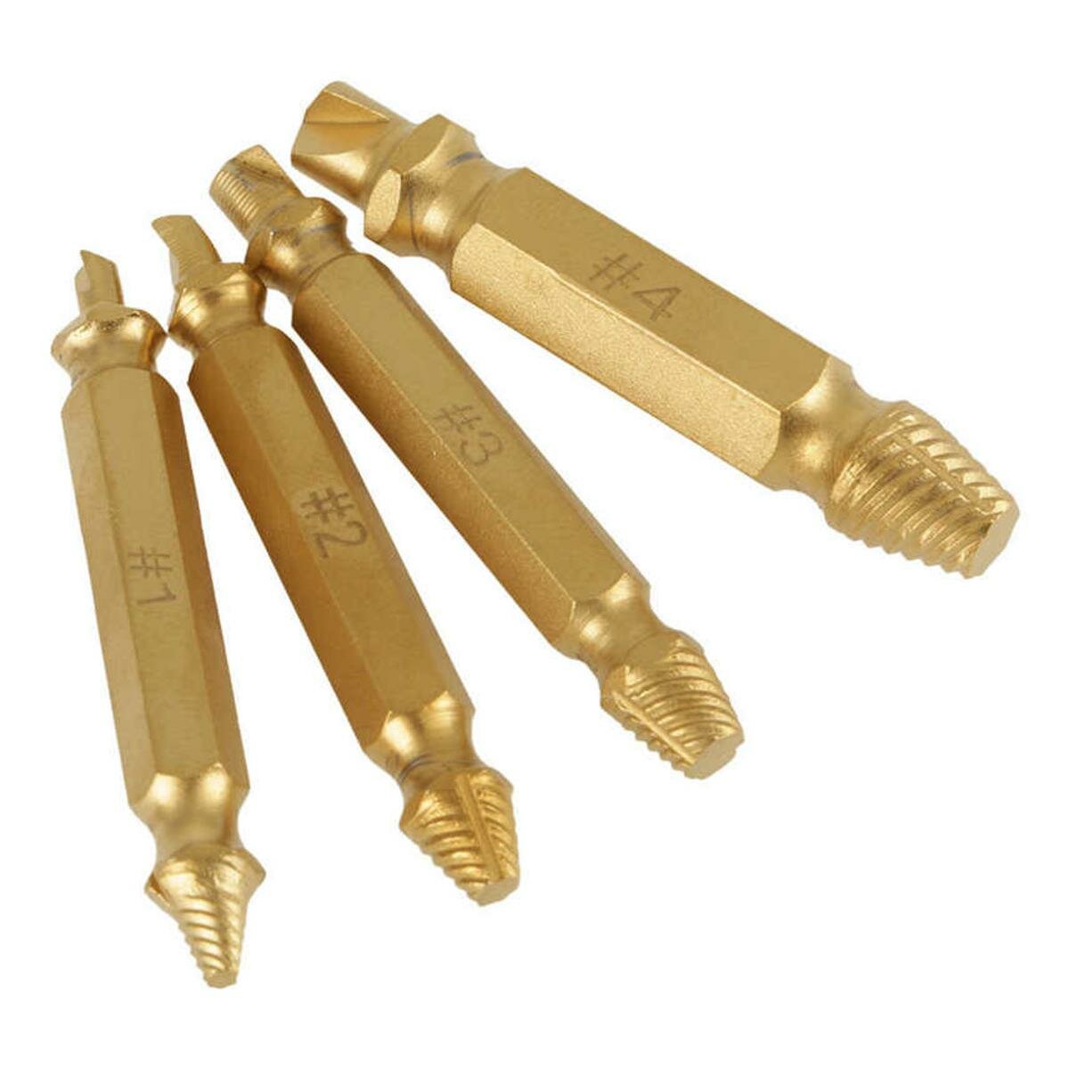 Инструмент для извлечения винтов 4 шт. / набор Двусторонний экстрактор поврежденных винтов Набор инструментов для электродрели