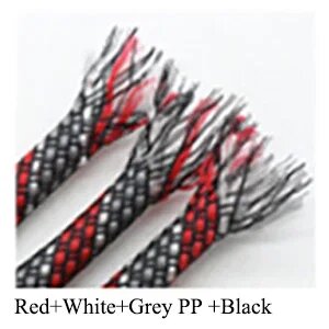 Кабельный шланг из хлопка и ПЭТ 4 8 12 мм Red Grey White, 1 Meter, 8mm