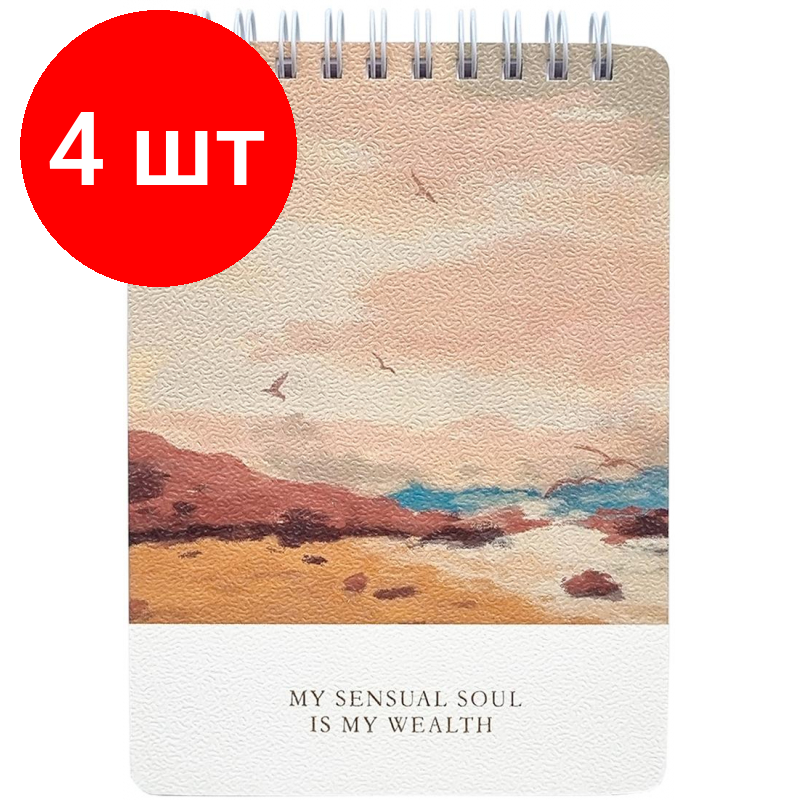 Комплект 4 штук, Блокнот 105x140 мм,100л. клетка, спираль сверху, Be Smart, View, N3328