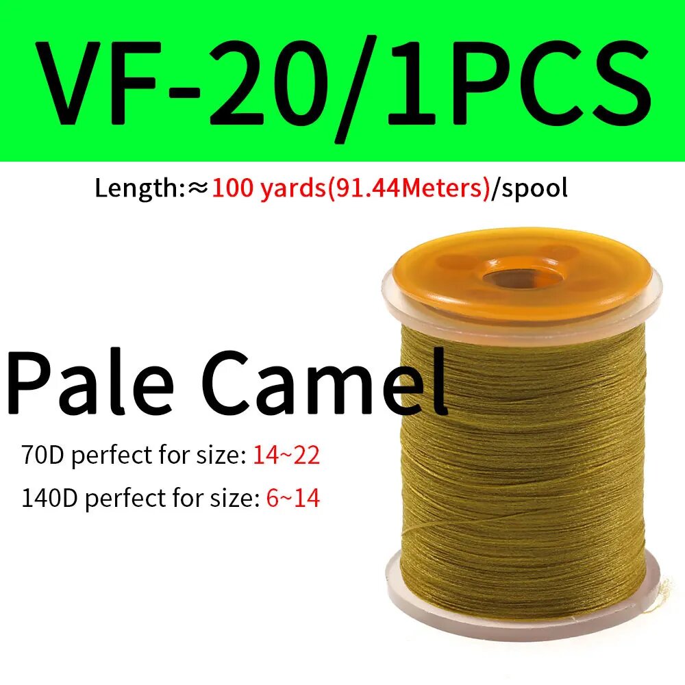 Нейлоновая нить Vampfly VF-20 Pale Camel, 70D/140D, 100 ярдов