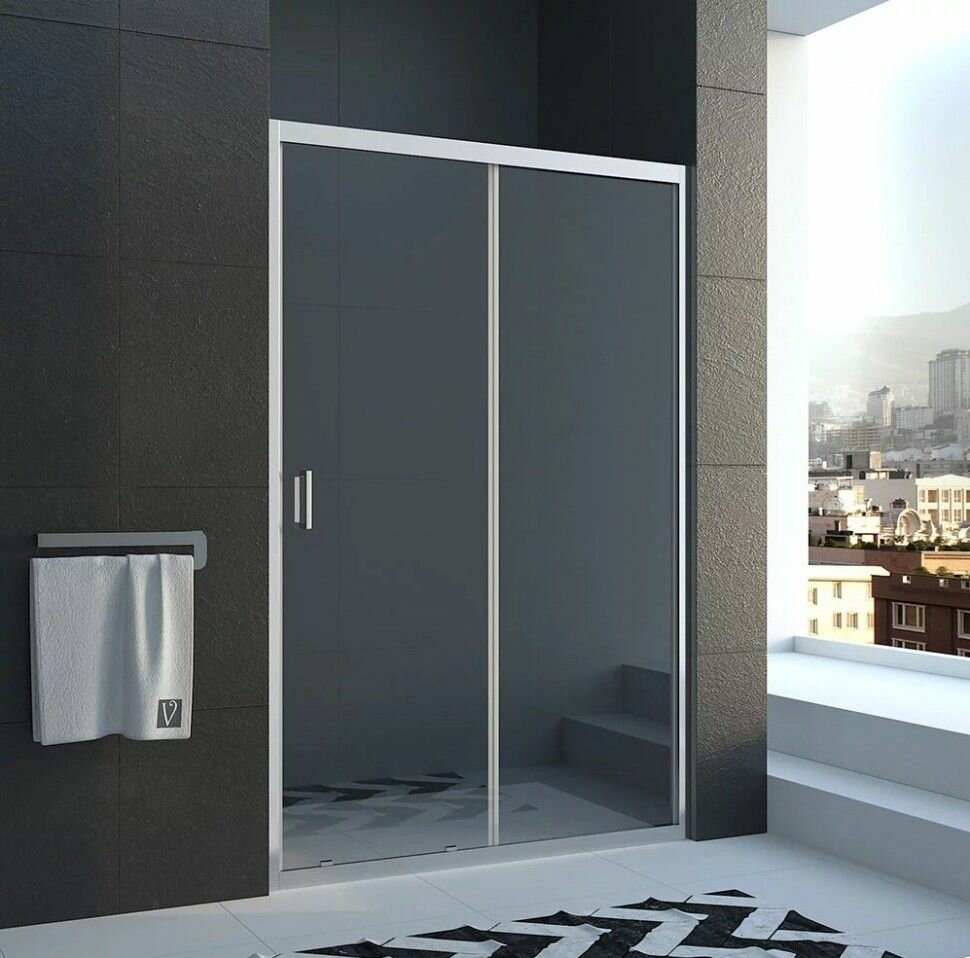 Душевая дверь в нишу Veconi Vianno раздвижная VN-40, 120х185, стекло прозрачное, профиль хром глянец VN40-120-01-C1