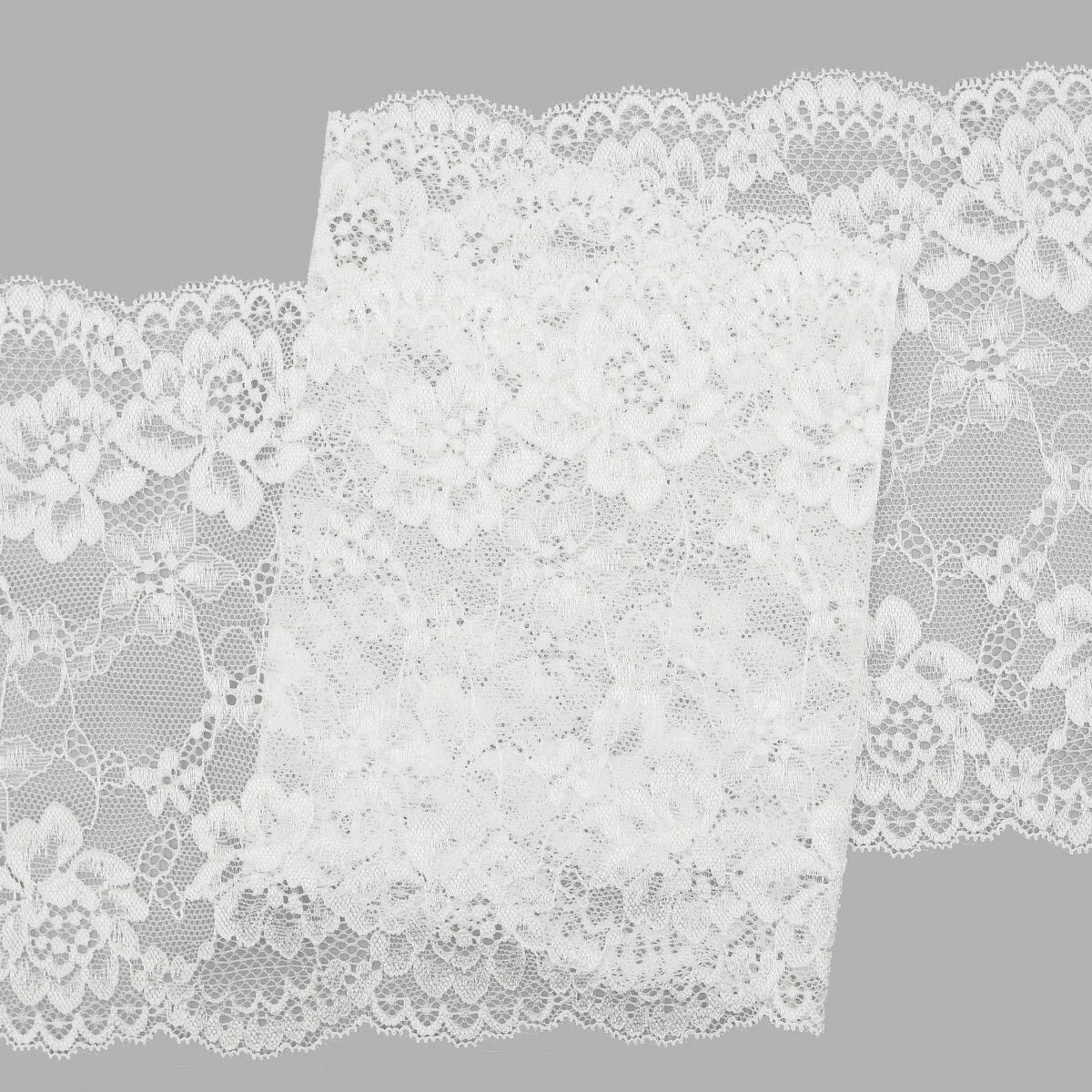 Кружево эластичное 18см*13,72м (C501 белый)