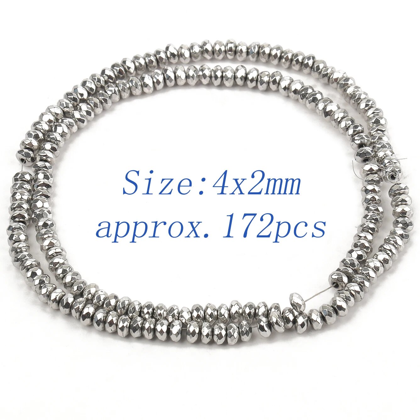 Бусины из гематита с покрытием из белого золота LNMBII 08