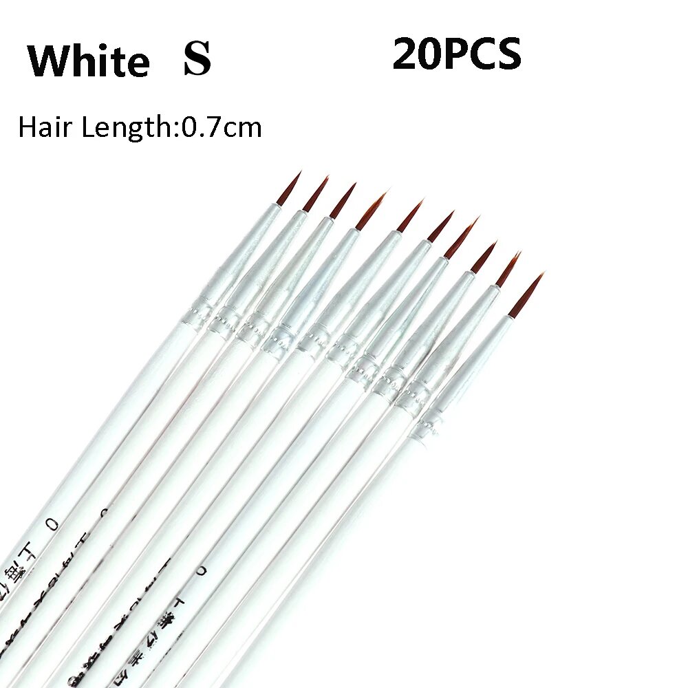 Кисти для рисования нейлоновые White S 20шт