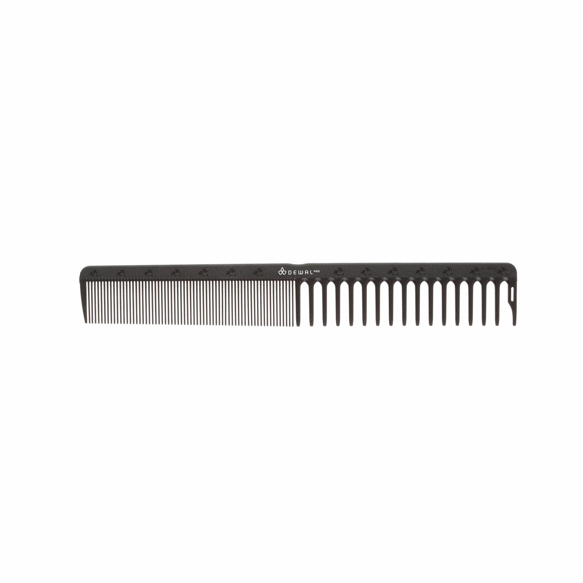 Расческа рабочая DEWAL Pro серия CARBON BLACK, 18,5 см, комбинированная, черная