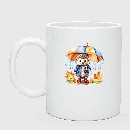 Осенний ежик с зонтиком Керамическая кружка