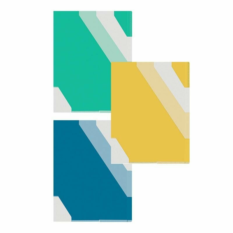 Комус Папка уголок с цветными клапанами и 3 цветными разделителями, 10 штук в упаковке