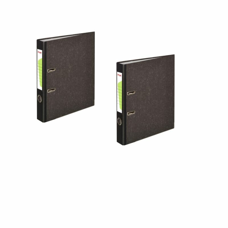 Комус Папка-регистратор, 75 мм, мрамор, черный корешок, 2 уп.