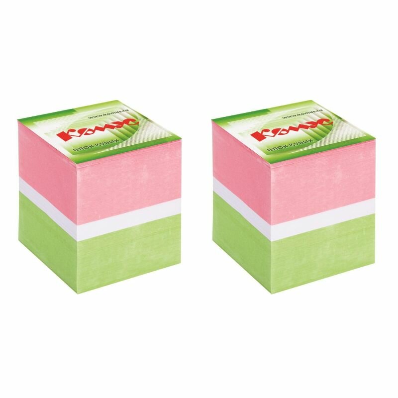 Комус Блок для записей, на склейке, 9х9х9 см, цветной, 100 гр, 2 уп.