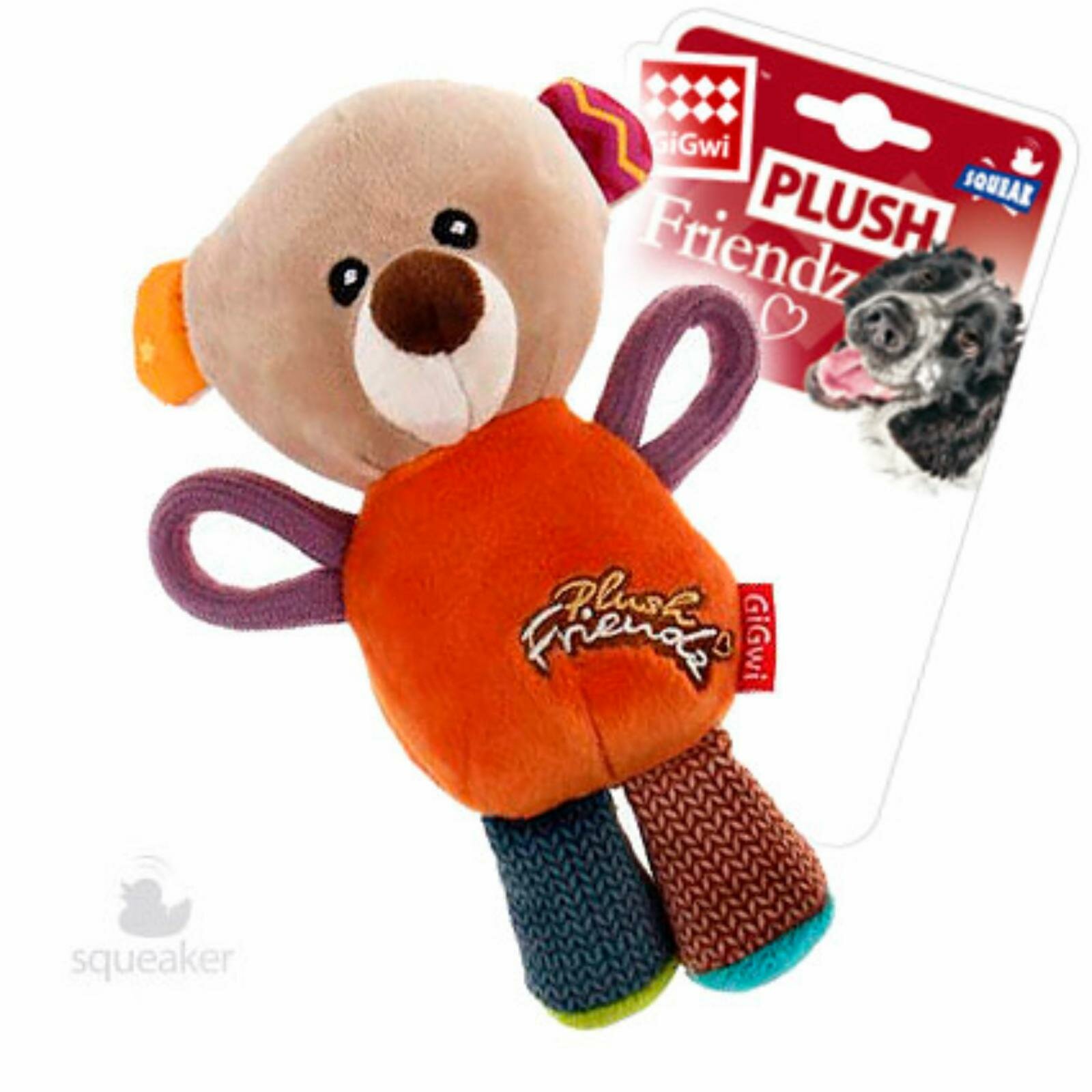 Игрушка для собак Мишка с пищалками 17см, GiGwi серия PLUSH FRIENDZ, 75350