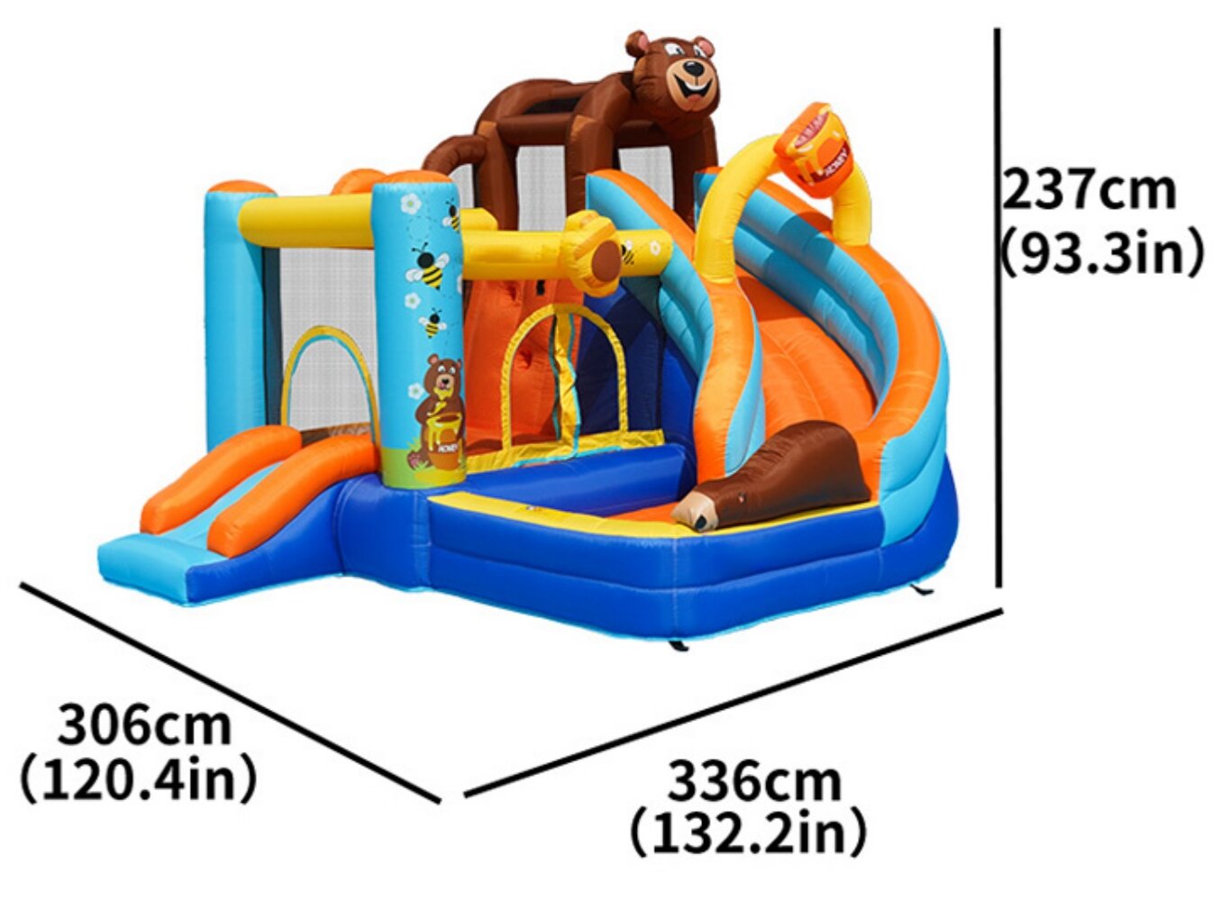 Детский надувной замок с горкой и батутом, Надувная складная игровая площадка