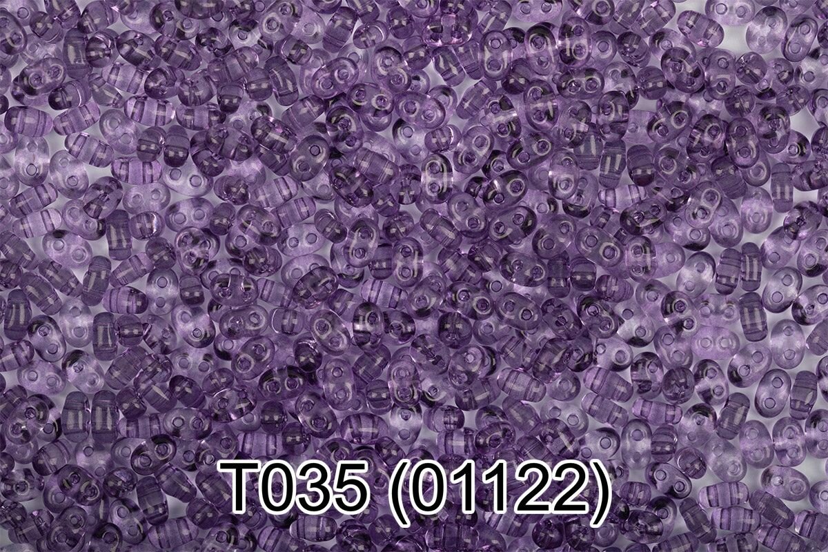 Бисер Чехия "GAMMA" TWIN 3 321-96001 2.5 x 5 мм 10 х 5 г 1-й сорт T035 т. сиреневый ( 01122 )