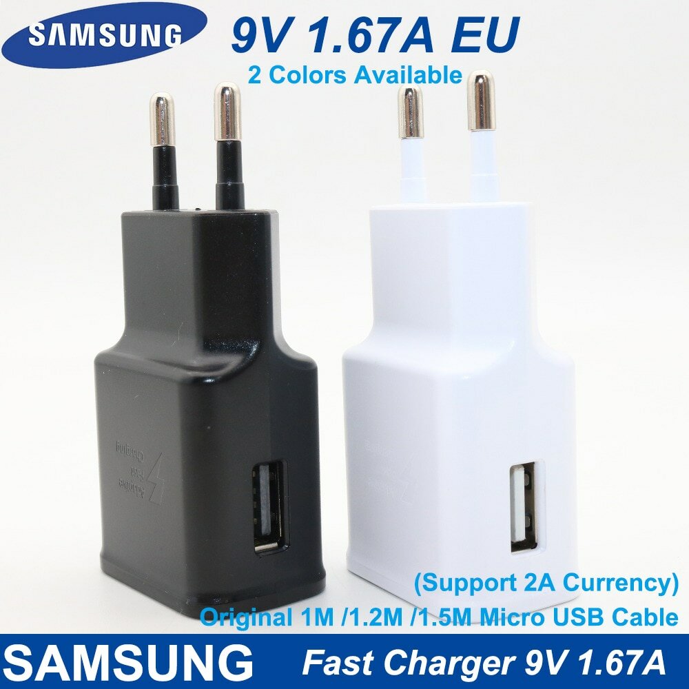 Для Samsung S10 Plus быстрое зарядное устройство ЕС дорожный адаптер 9V1.67A быстрая зарядка 1.5M Micro USB кабель 10W для Note 10 9 8 A50 A70 S8 S9