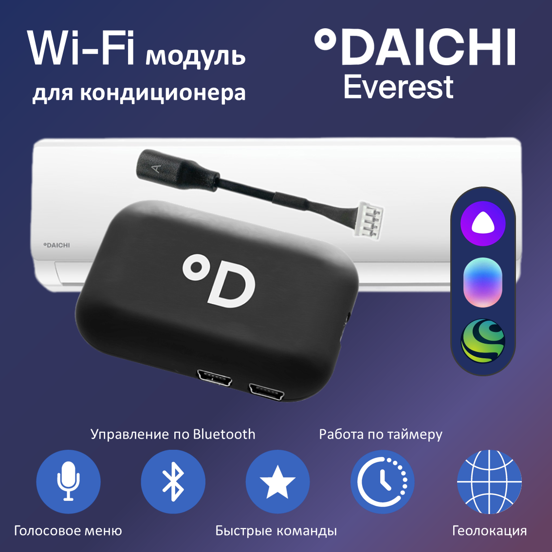 Wi-Fi модуль для кондиционера Daichi серии Everest с поддержкой DAICHI Comfort и голосовых помощников Алиса, Маруся и Салют