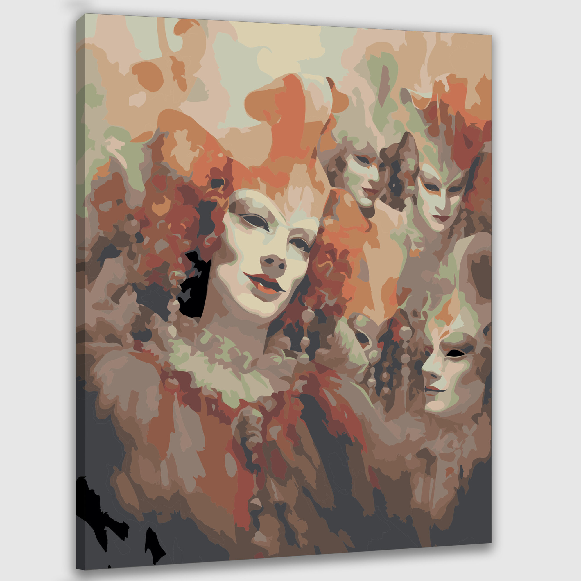 Картина по номерам 40x50 см, акварельная картина, маскарад, король, шут, цветовая палитра, мазки кисти, движение