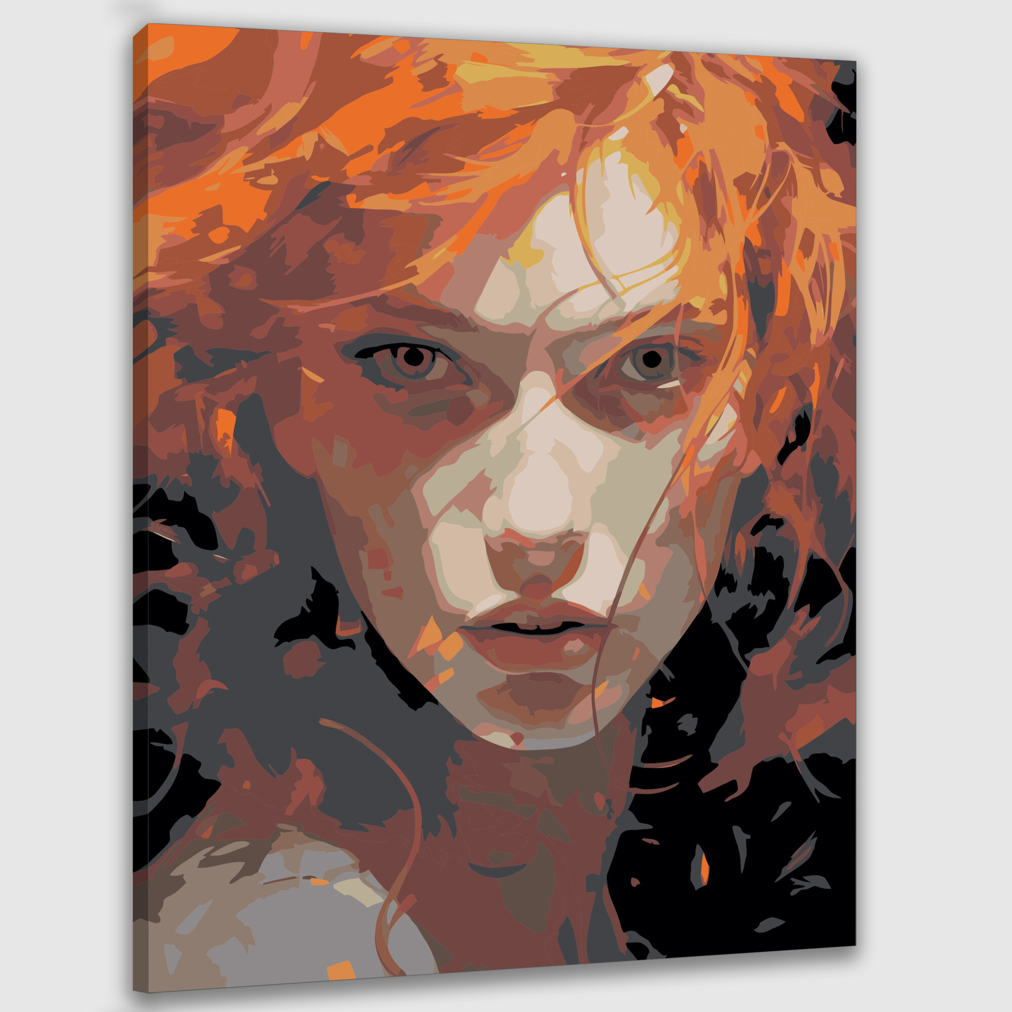 Картина по номерам 40x50 см, девушка, лицо, крупный план, глаза, пламенная решимость, улыбка, взъерошенные волосы