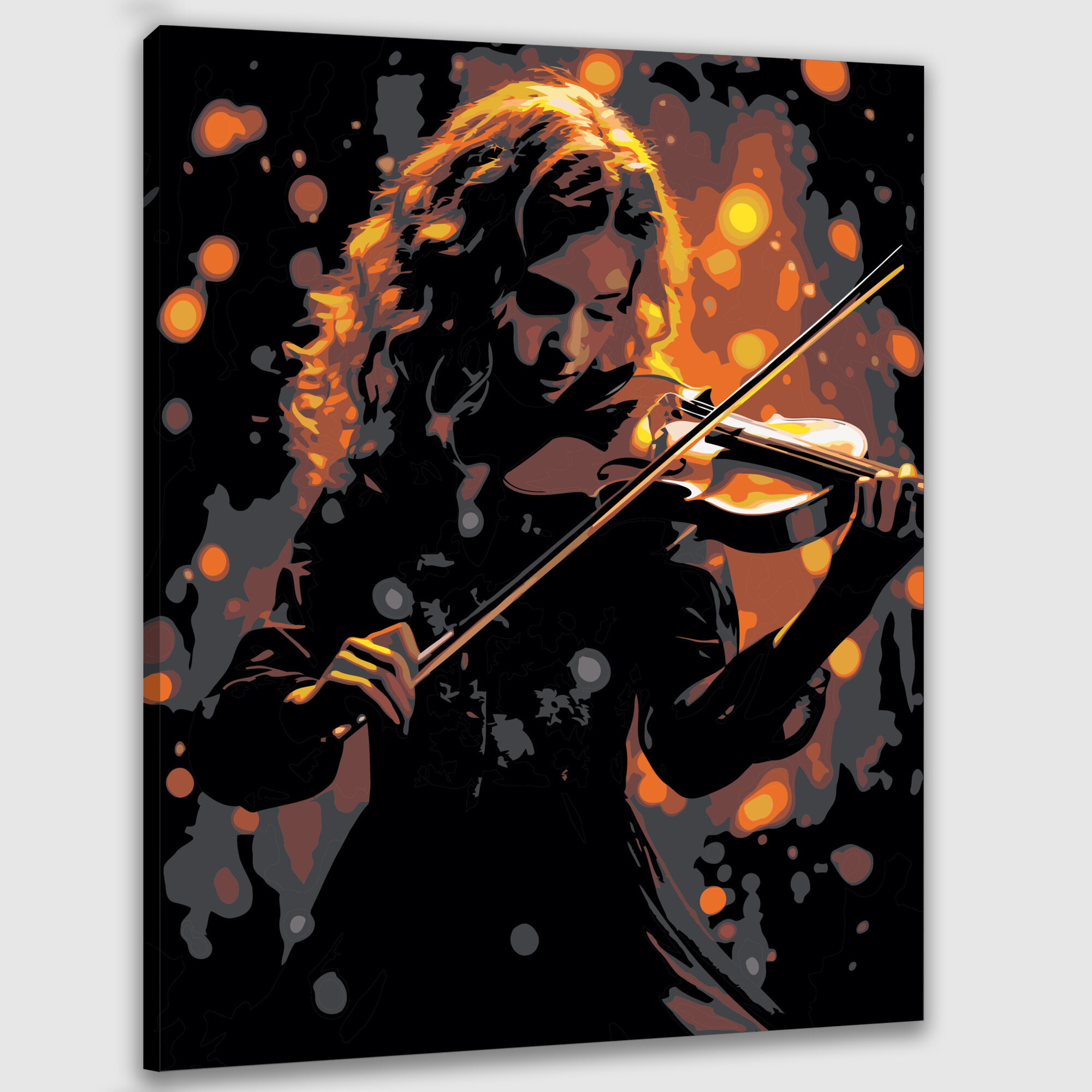 Картина по номерам 40x50 см, страстная девушка, скрипка, руки, струны, интенсивность, эмоциональность, освещение, тона