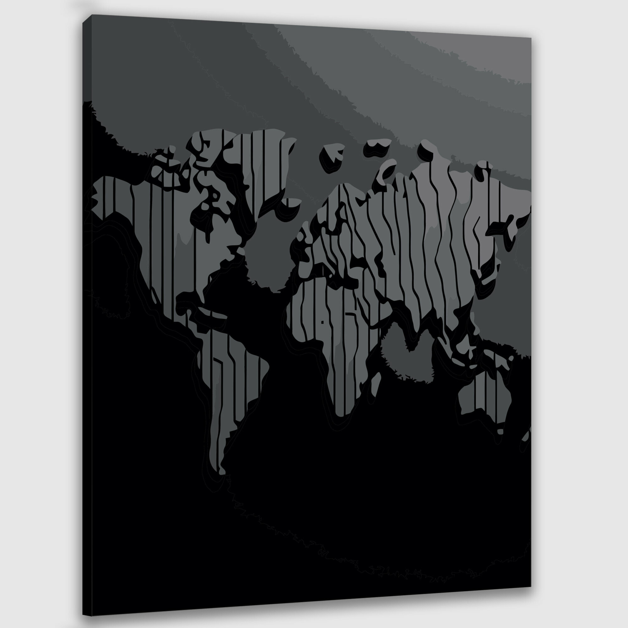 Картина по номерам 40x50 см, карта мира, черно-белый рисунок, минимализм, чистые линии, точные линии, границы