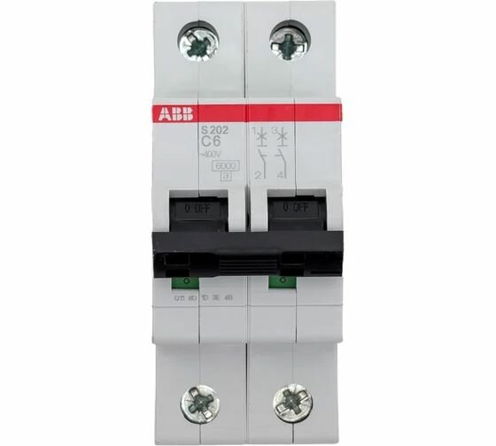 2CDS252001R0064, S202 ABB, 6А (C), 2P, 6кА, Автоматический выключатель.