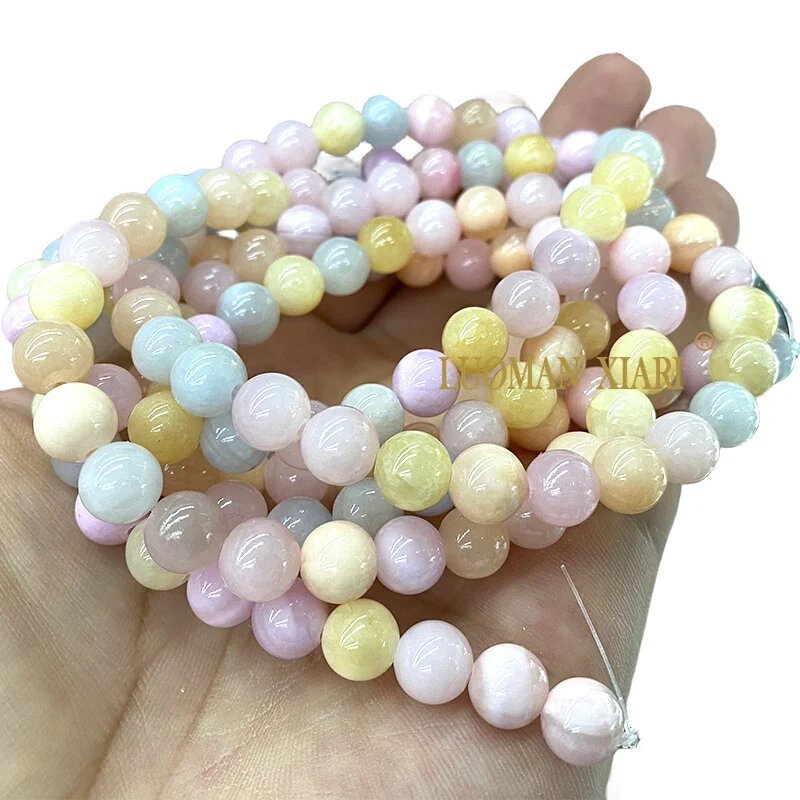 Бусины из персидского нефрита LUOMAN XIARI, имитация кунцита, турмалина, янтарного цвета, круглые, 4-10 мм