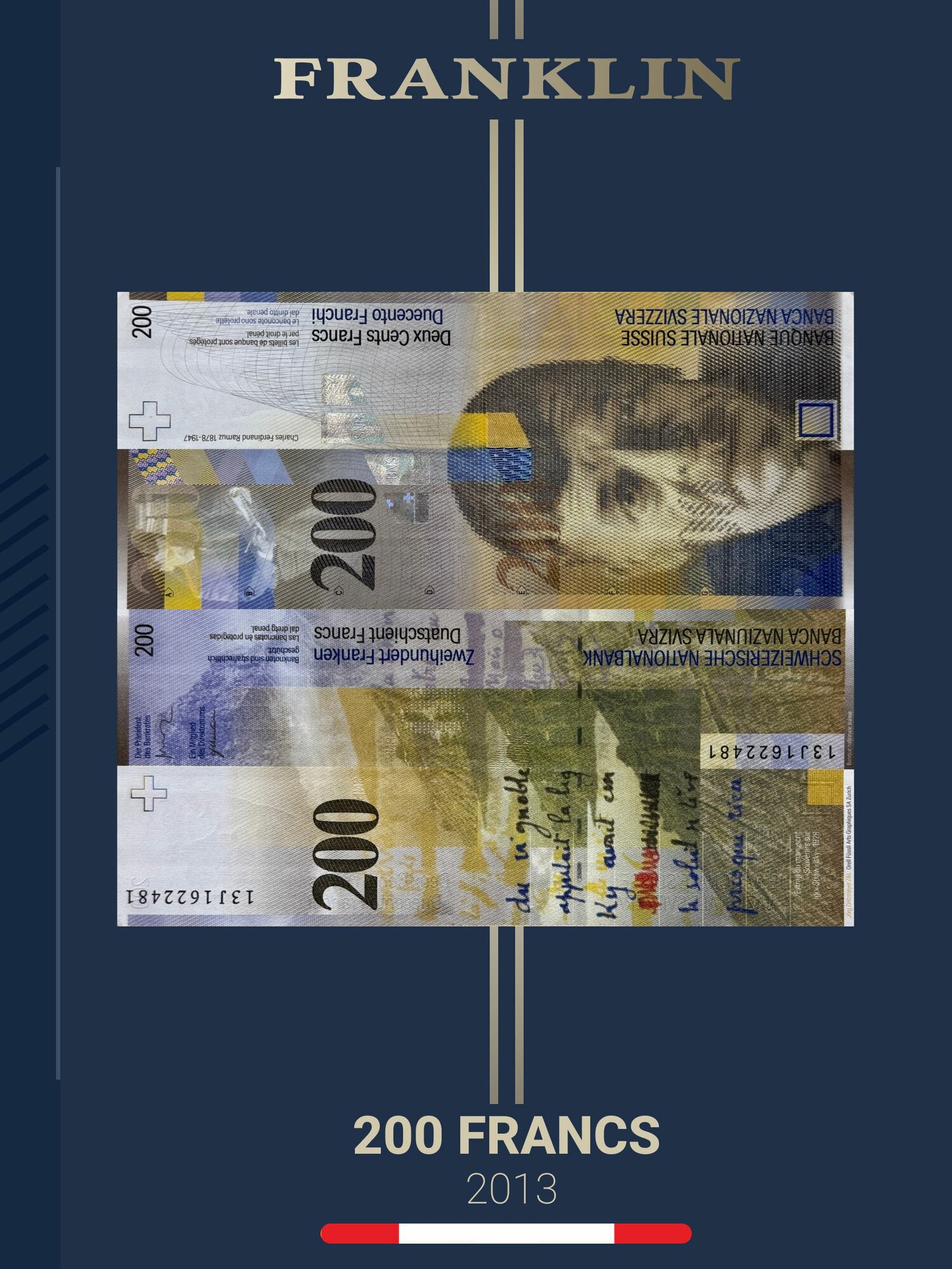 Банкнота Швейцария 200 франков 2013 год (XF) Pick 73e.2