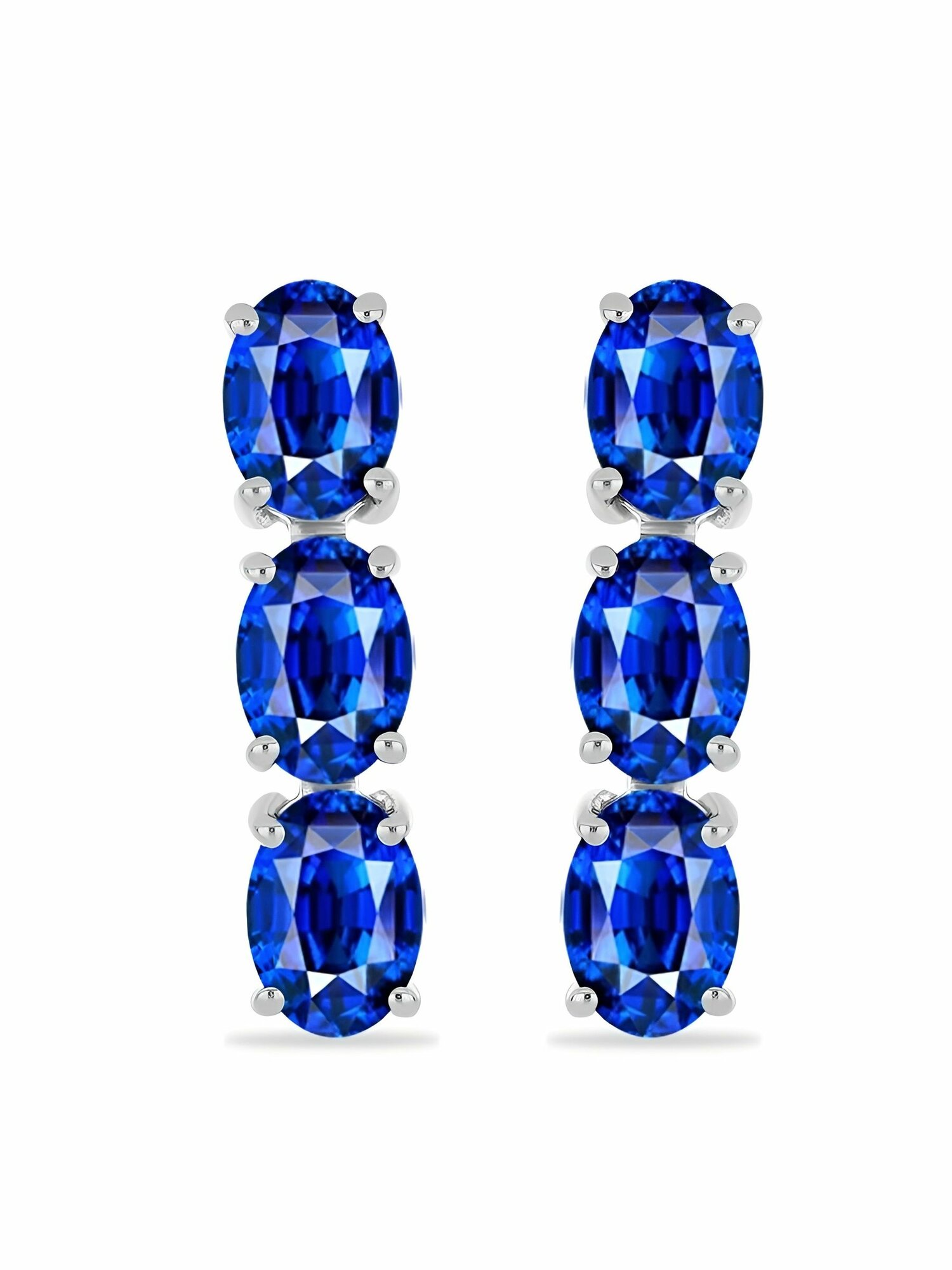 Серьги, серебро, 925 проба, родирование, сапфир