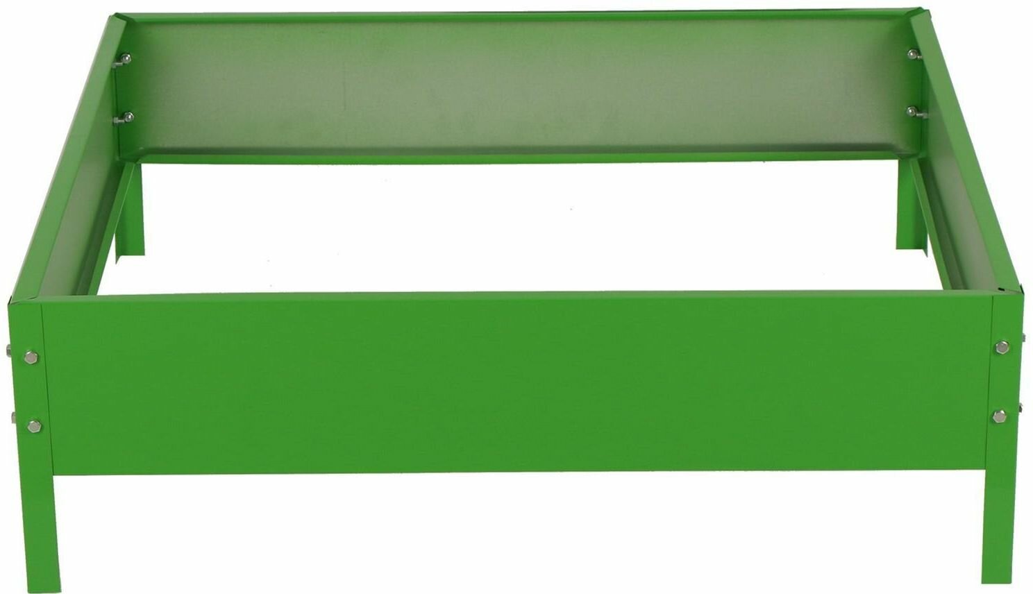 Клумба садовая оцинкованная "Квадро", одноярусная квадратная для дачи, сада и огорода, декоративное ограждение сборное для цветов, 80 х 80 х 15 см, цвет зеленый