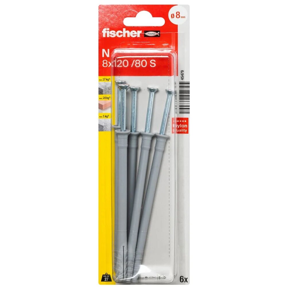 Fischer Дюбель-гвоздь потайной 8x120 6шт 45479