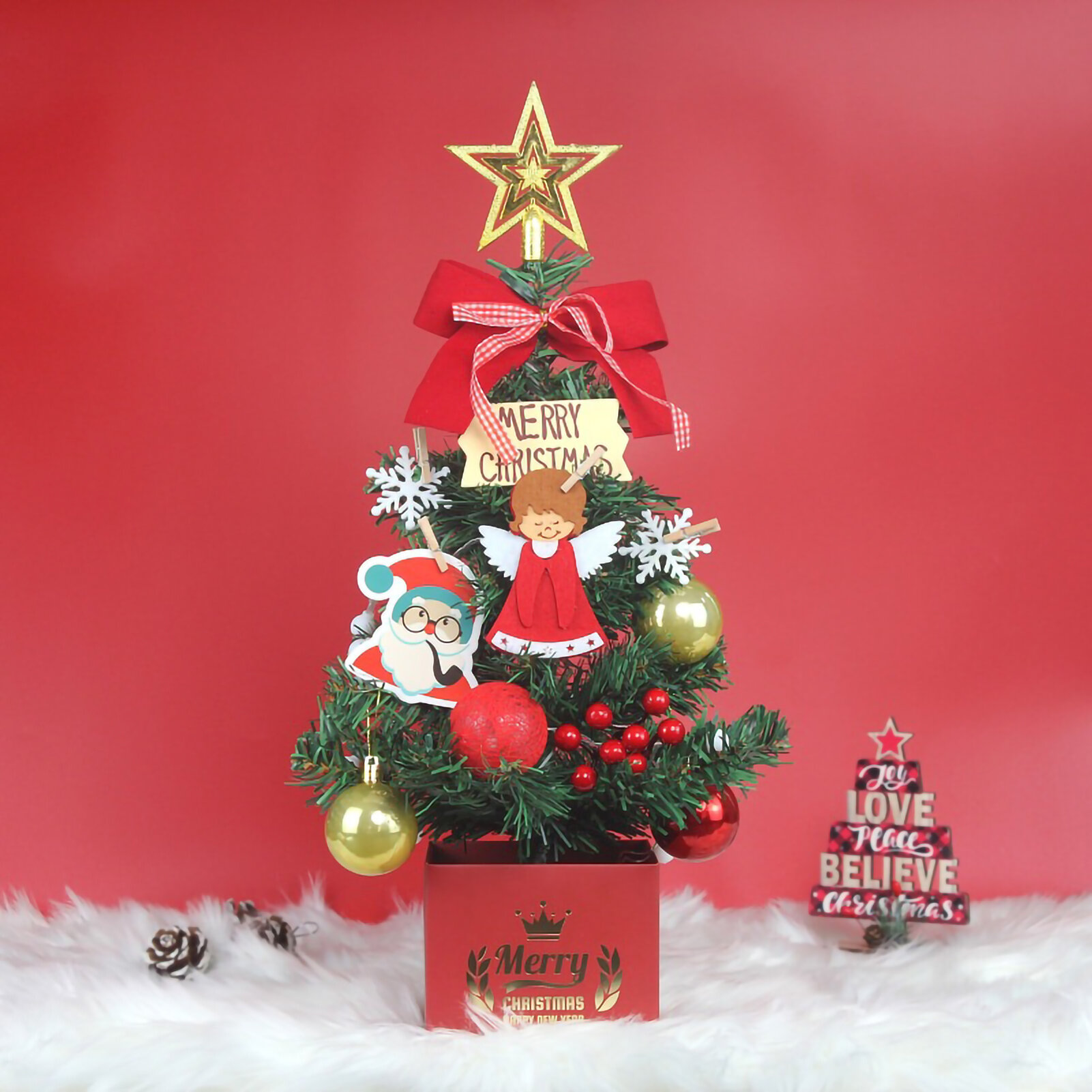 Настольная ёлка красивая изысканная искусственная рождественская декорация для дома и улицы 45 см кр