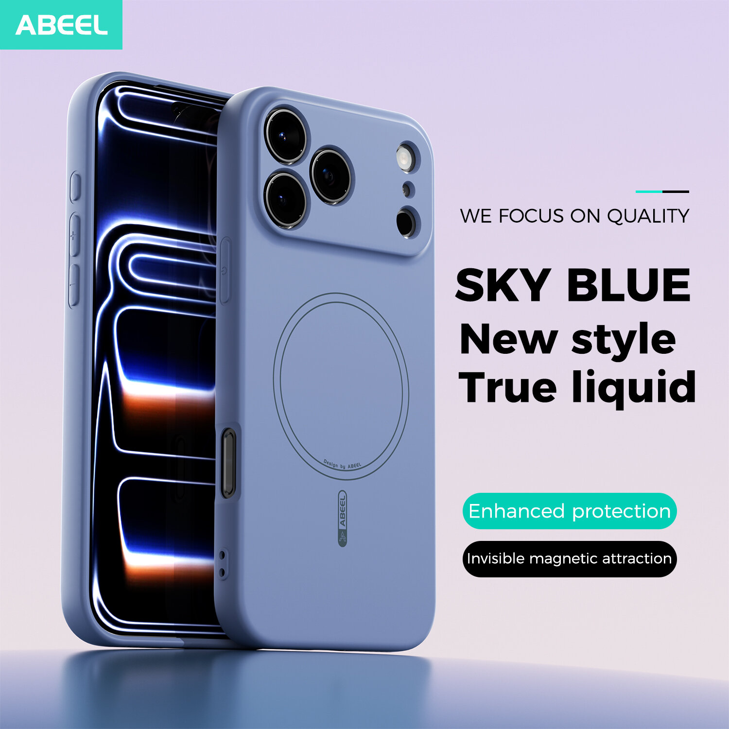 Чехол для Apple iPhone 17 Pro Max / Айфон 17 Про Макс, soft touch, чехол-кардиомонитор, поликарбонат (PC), защита камеры, усиленные углы, soft touch, Apple, Apple iPhone 17 Pro Max, light blue,