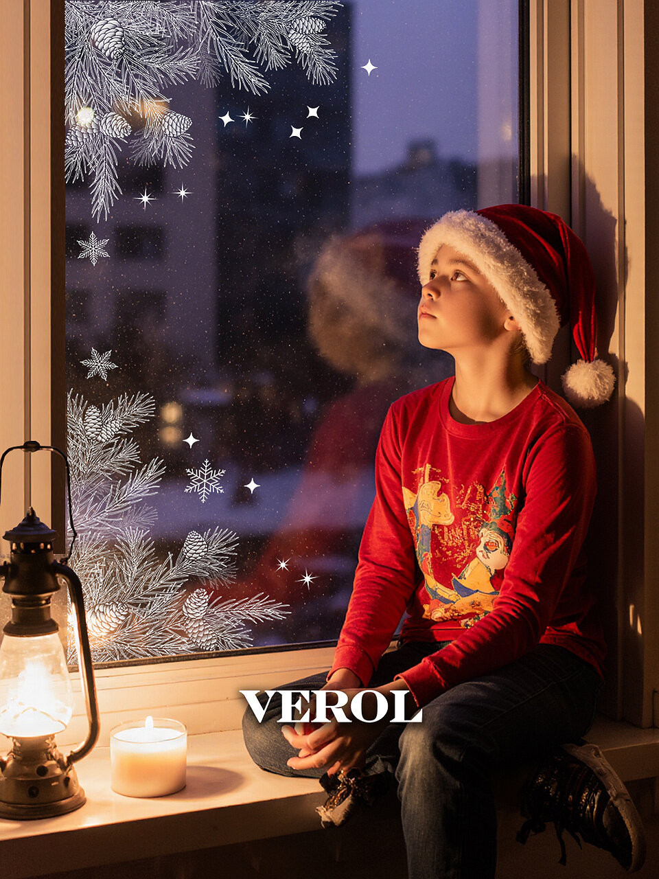 Новогодние наклейки на окна VEROL "Елка с шишками" виниловые, для декора