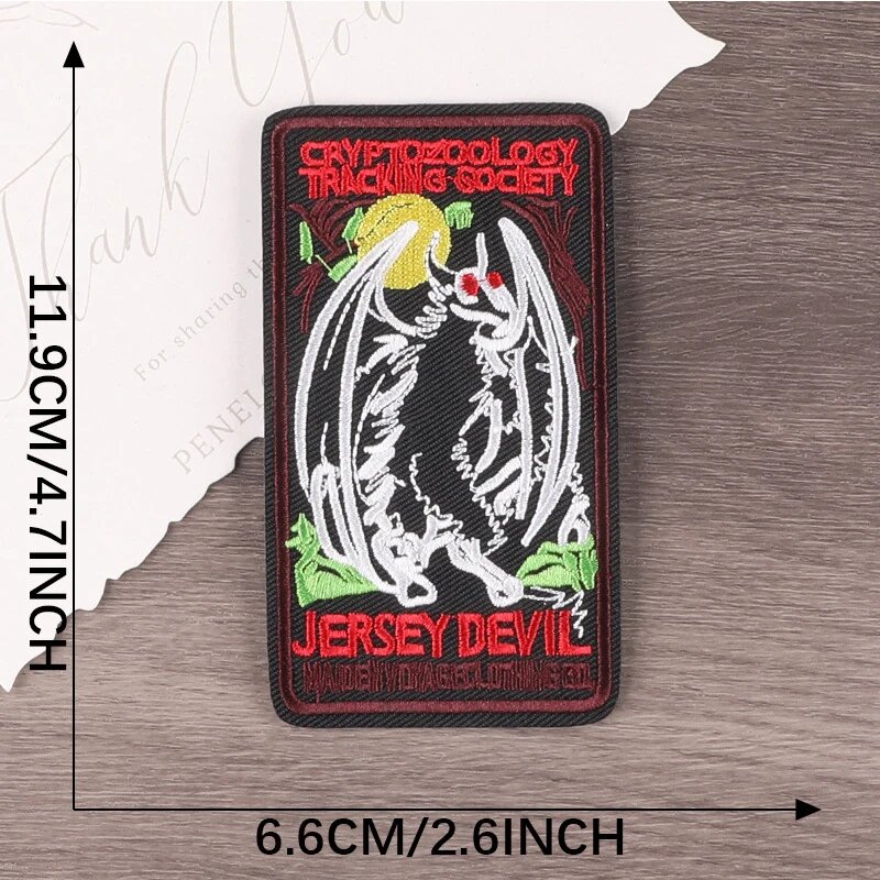 Черная нашивка Jersey Devil, 11.9x6.6 см, вышивка