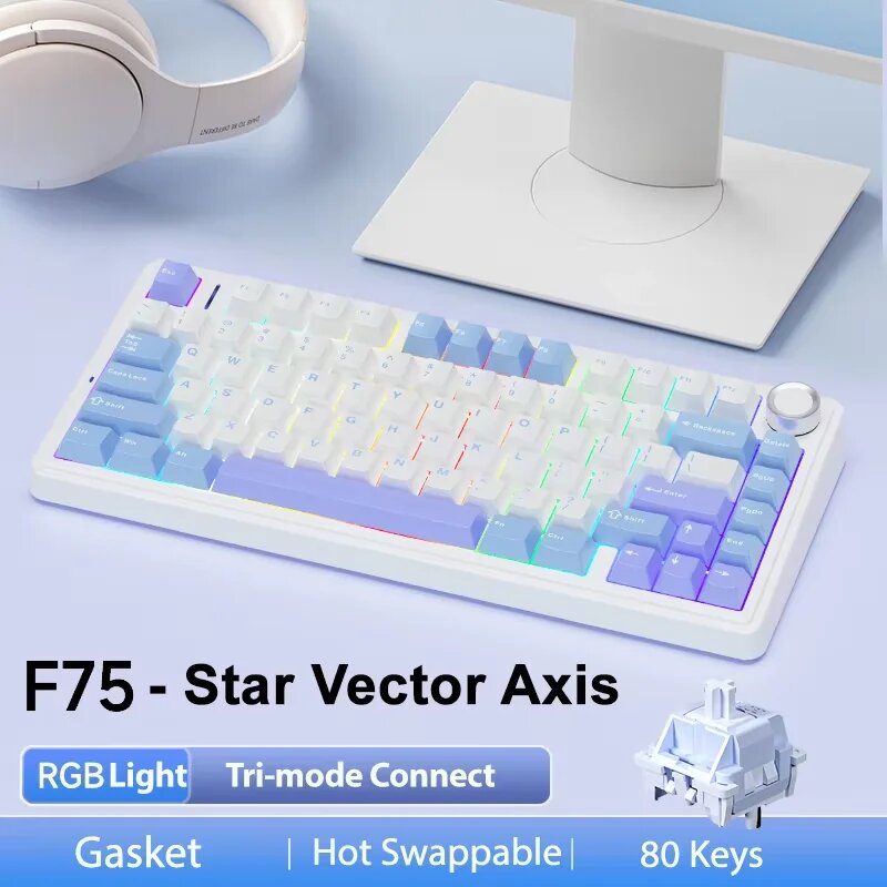 Механическая клавиатура AULA F75, Star Vector axis, Purple White