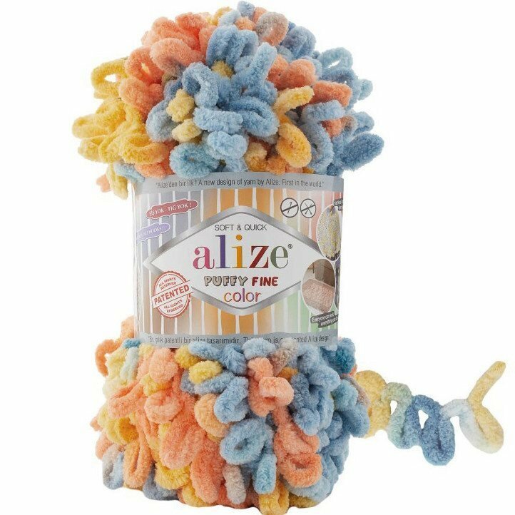 Пряжа Alize PUFFY FINE COLOR 6314 принт (5 мотков)