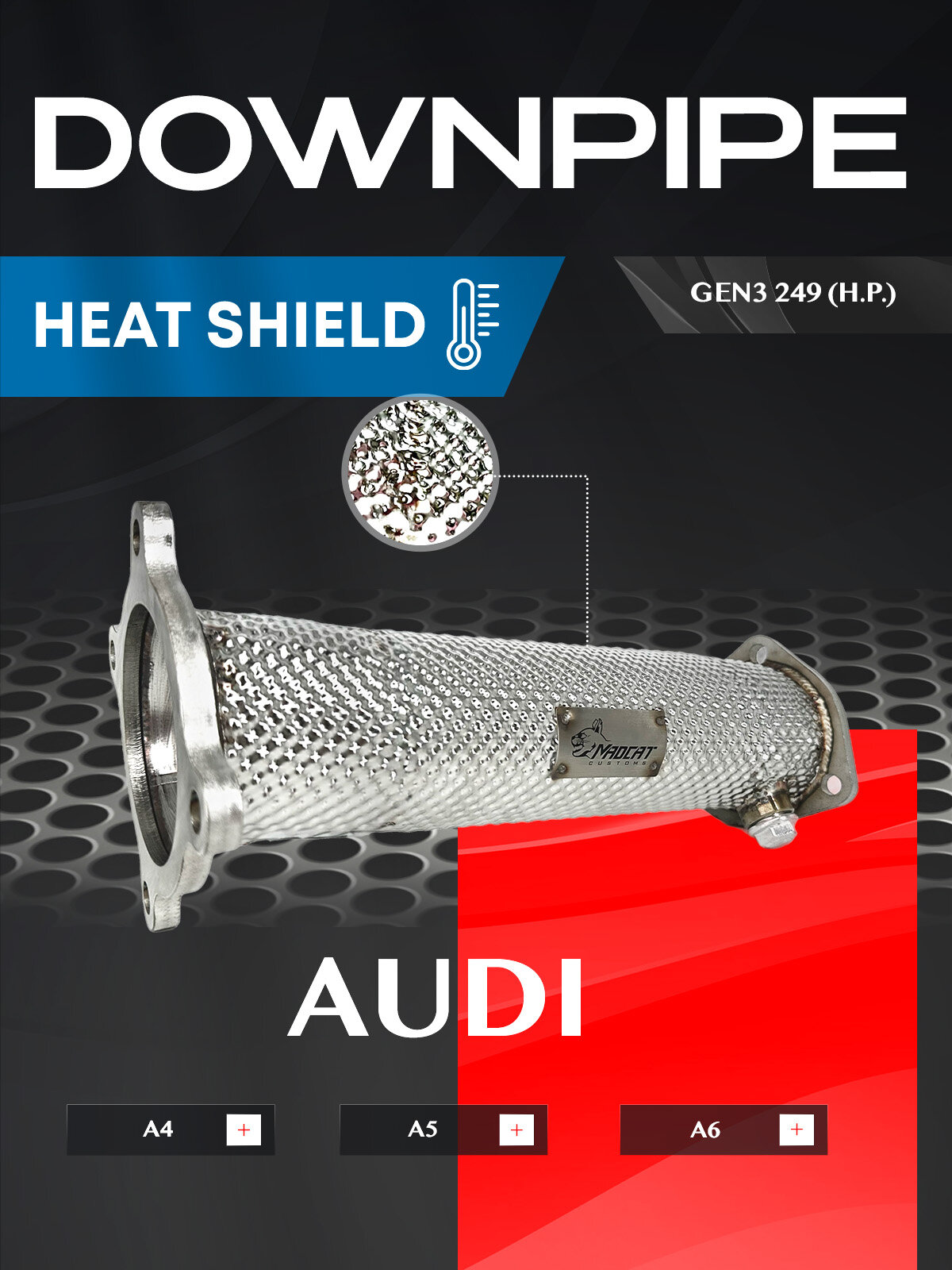 Даунпайп Audi A4 A5 A6 2.0TFSI Gen3 249Hp Heat Shield