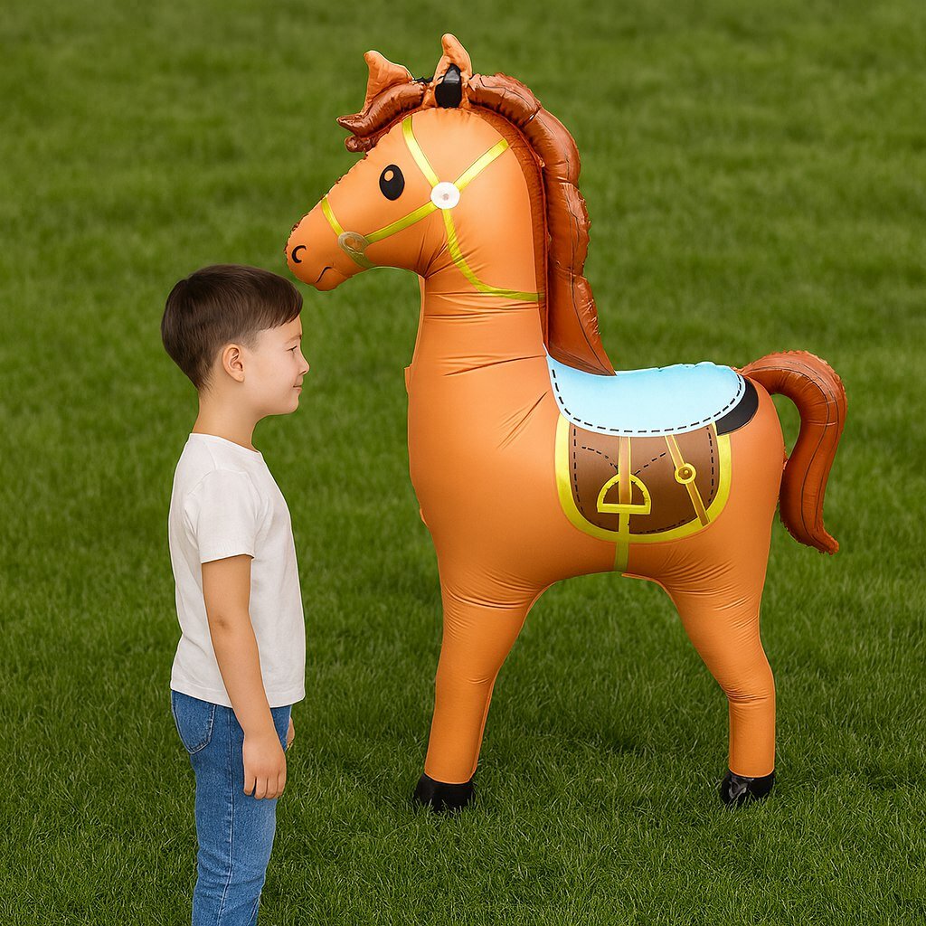 Надувная лошадь коричневого цвета 147 см