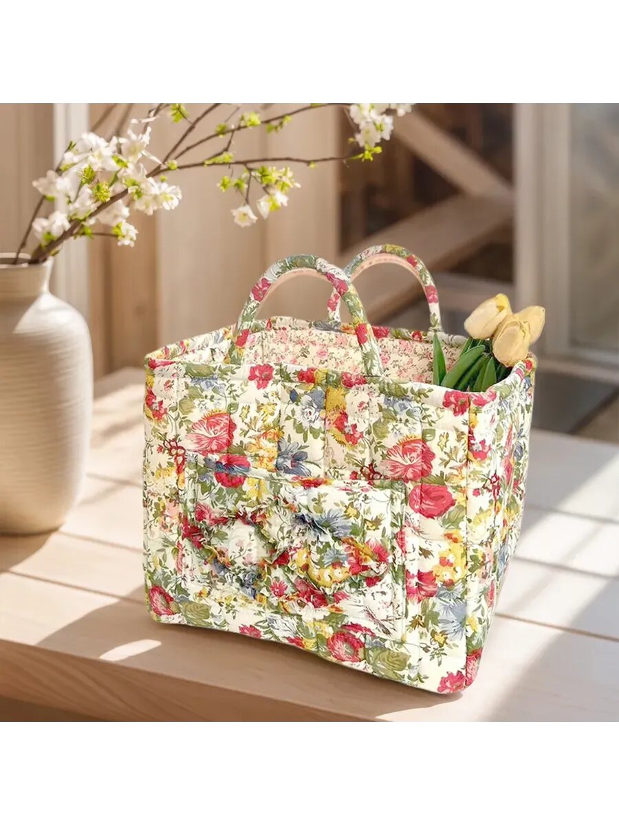 Корзина для хранения с ручкой в стиле Boho, мягкая, 2255