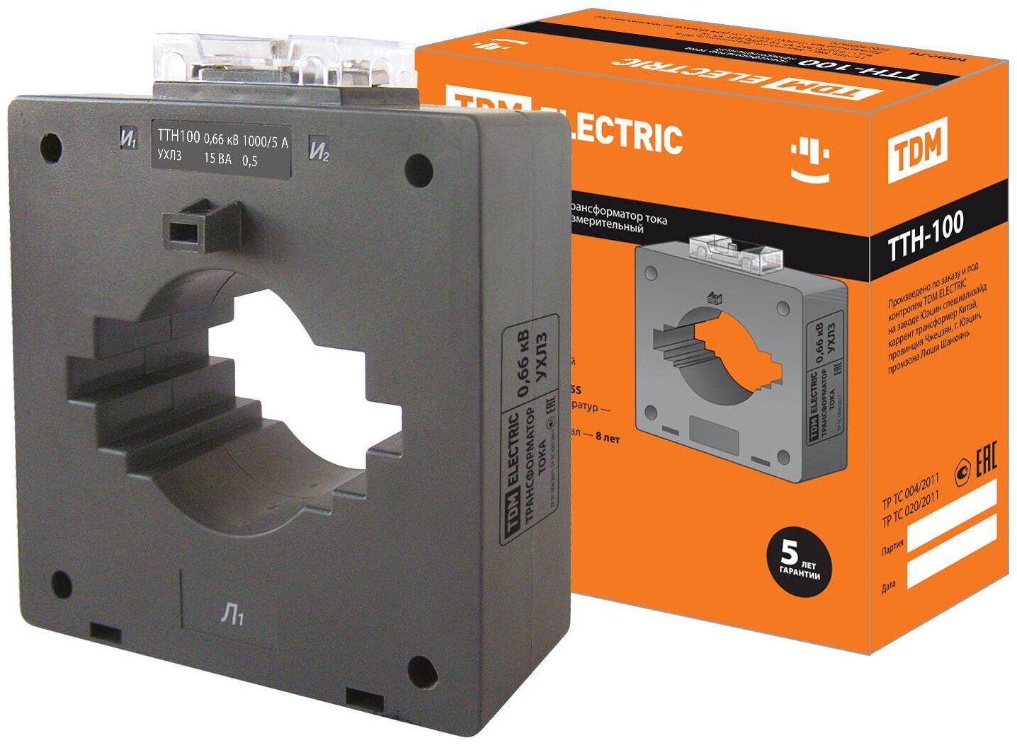 Трансформатор тока измерительный ТТН 100/1000/5-15VA/0,5-Р TDM