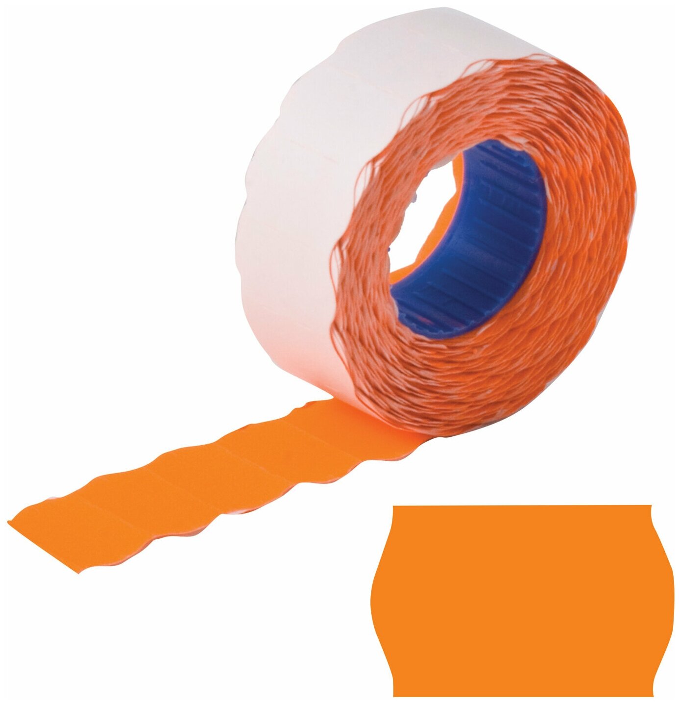 Этикет-лента 22х12 мм, волна, оранжевая, комплект 5 рулонов по 800 шт, BRAUBERG, 123574