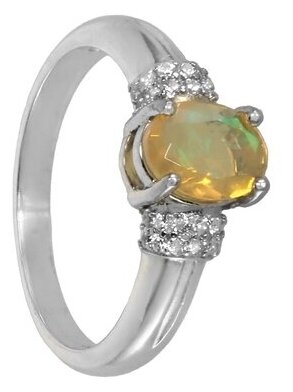 Кольцо, серебро, 925 проба, родирование, опал