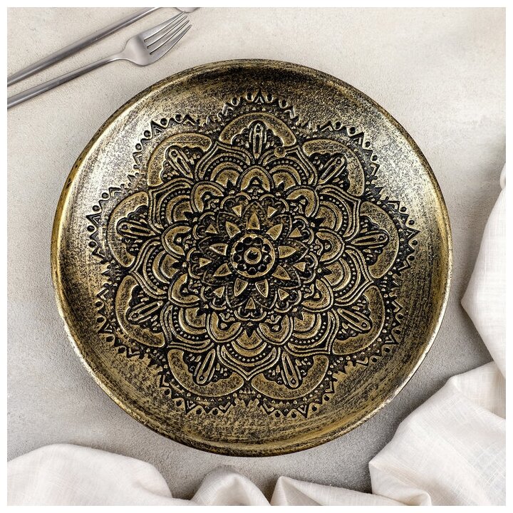 Блюдо для фруктов "Ундина", 29,5x3,5 см, цвет бронзовый