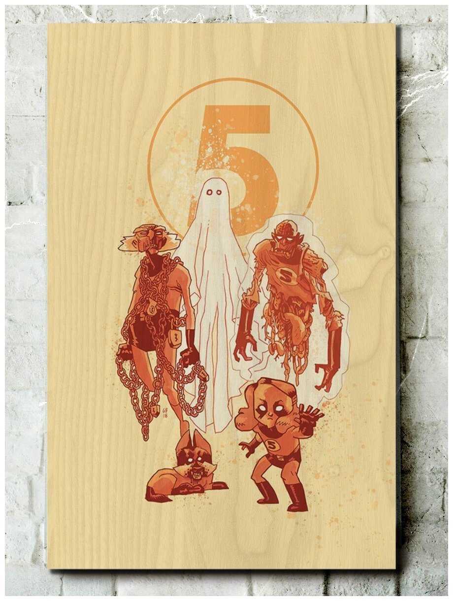 Картина интерьерная на дереве сериал Академия Амбрелла (Клаус, Пятый, Скипка) - 8222 В