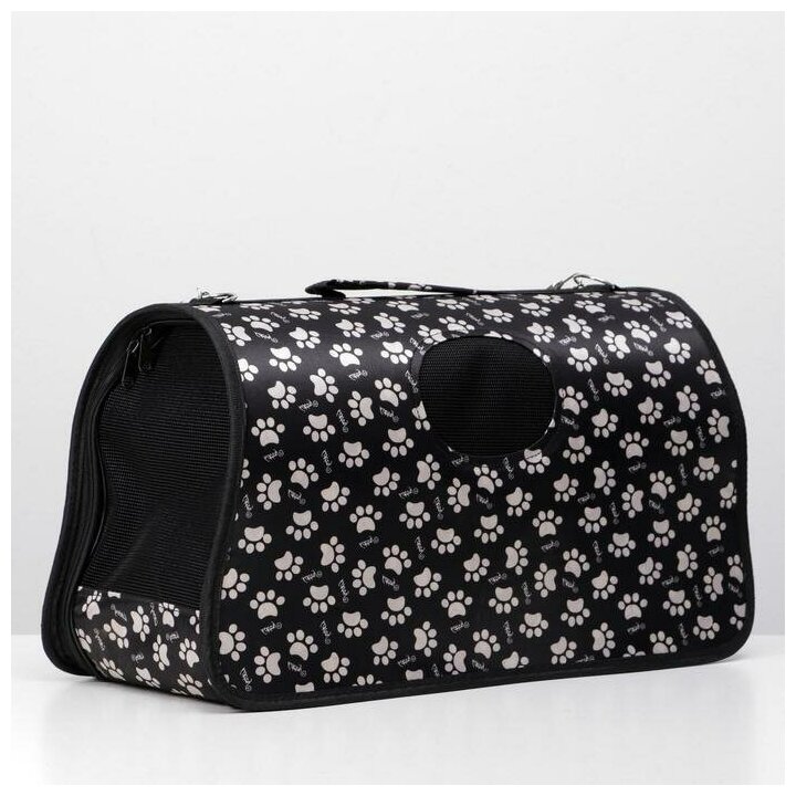 Сумка-переноска каркасная Happy, размер L, 53 х 21 х 29 см, чёрная