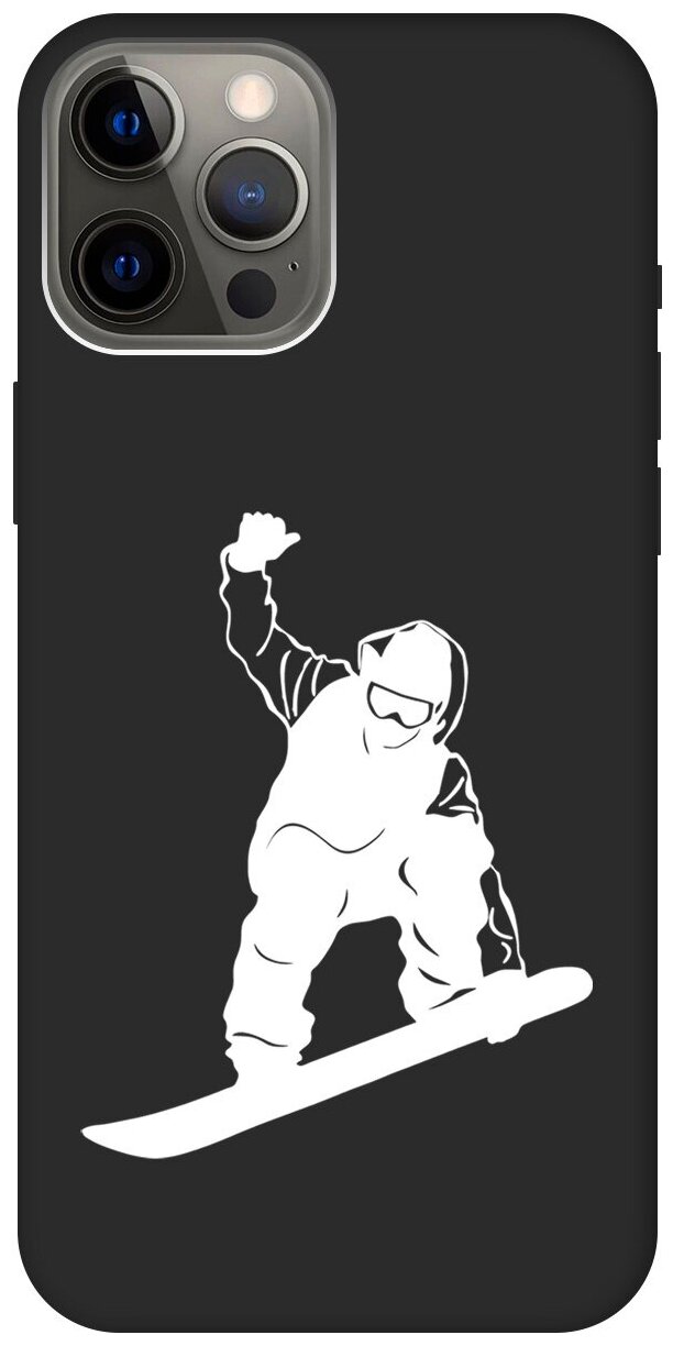 Силиконовый чехол на Apple iPhone 12 Pro Max / Эпл Айфон 12 Про Макс с рисунком "Snowboarding W" Soft Touch черный