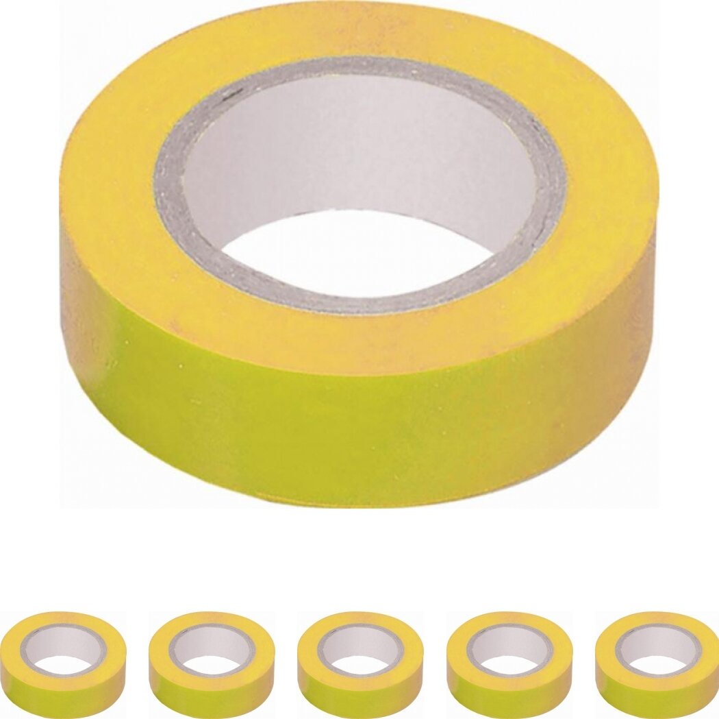 Изолента ПВХ IEK 15 мм 10 метров желтая (комплект из 5 шт.)
