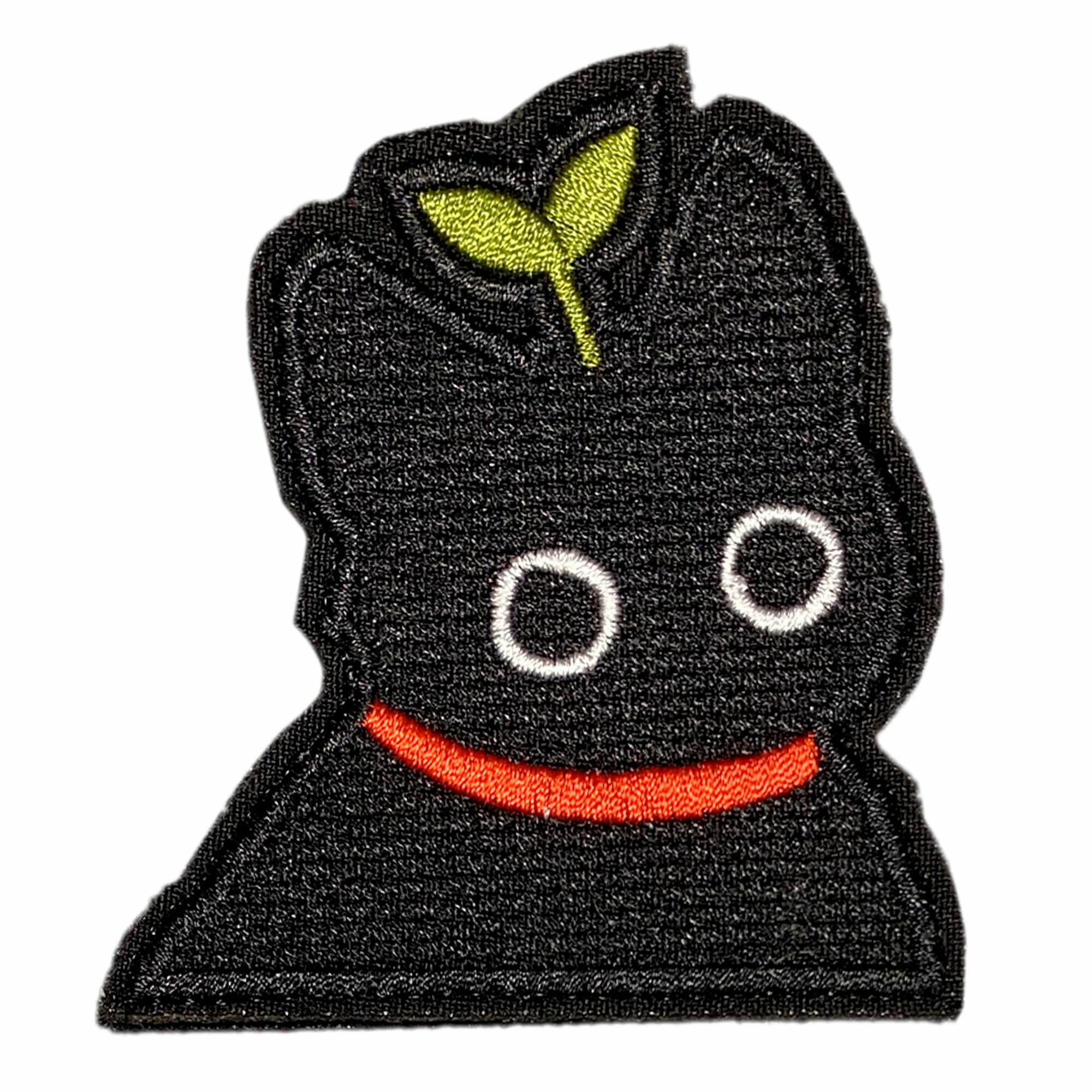 Нашивка, шеврон, патч (patch) на липучке Кот с листочком на голове, размер 8*7,5 см, 1шт.