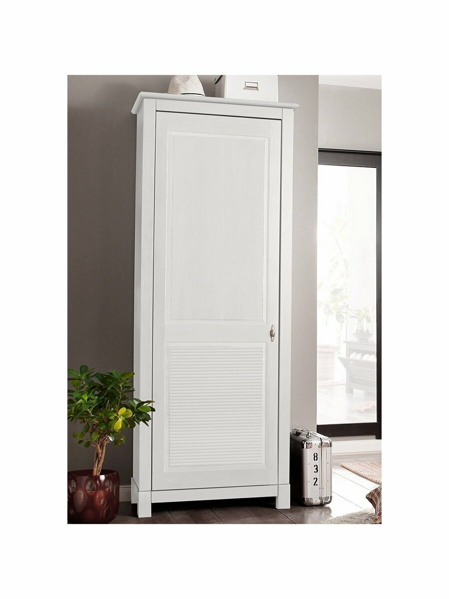 Шкаф для одежды ММЦ Прихожая Рауна 100 (белый воск УКВ) из массива сосны