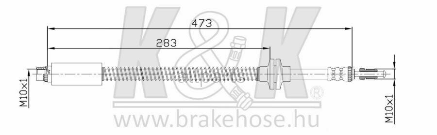 K&K FT4712 Шланг тормозной PEUGEOT Expert box body (222) 1.6 1.9 D 1.9 TD 02.96-.