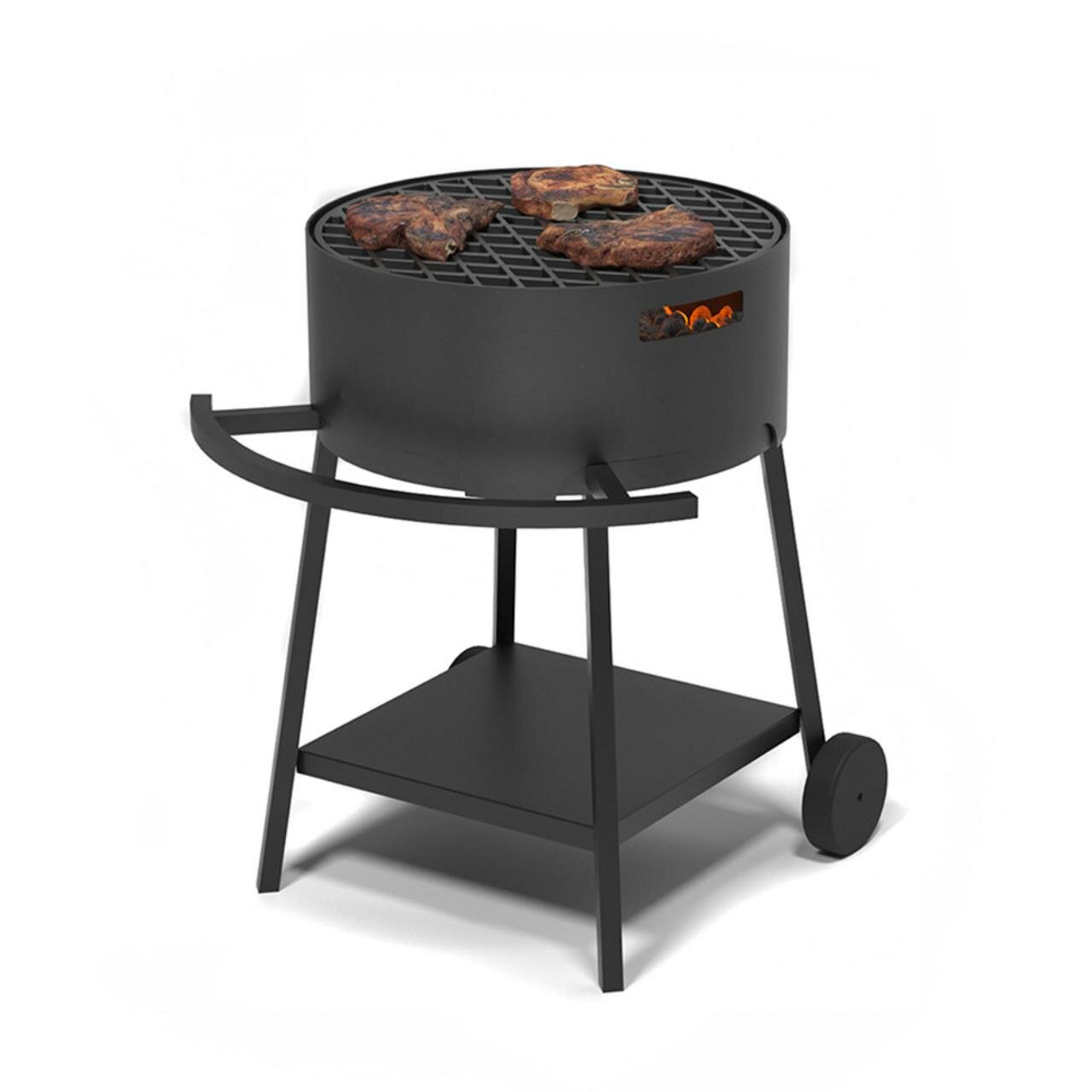 Мангал Везувий "Дачник" с чугунной решеткой "стейк" Ø 450мм на подставке