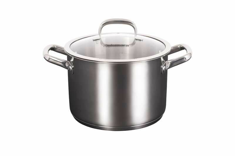 Кастрюля из нержавеющей стали 7л со стеклянной крышкой, линия "Leon"